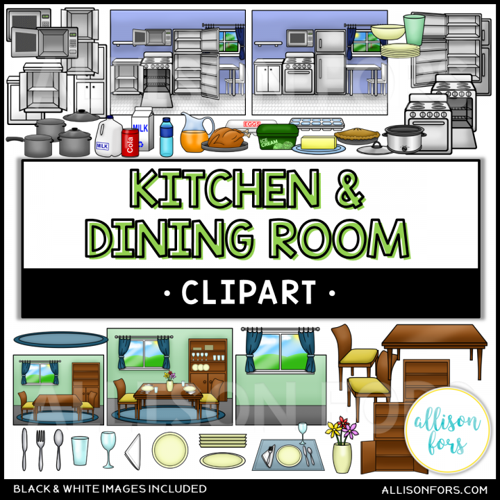 House: Kitchen & Dining Room Clip Art Bundle | Allison Fors, Inc.