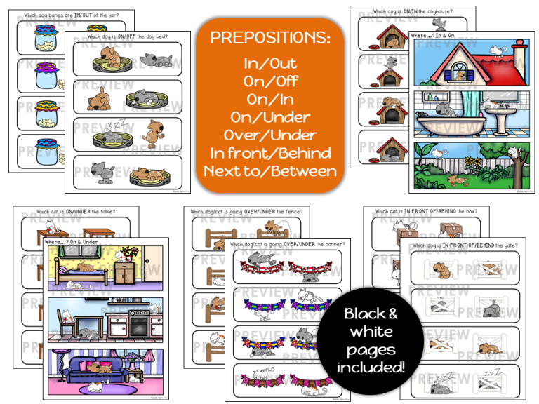 Prepositions Worksheets Basic Concepts Speech Therapy NO PREP | Allison ...