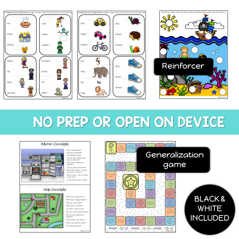 Basic Concepts Speech Therapy Bundle 2 NO PREP | Allison Fors, Inc.