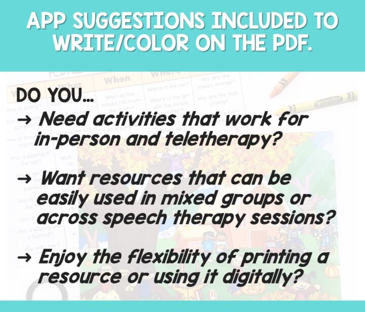 Fall Picture Scene for Speech Therapy - Language Scene | Allison Fors, Inc.