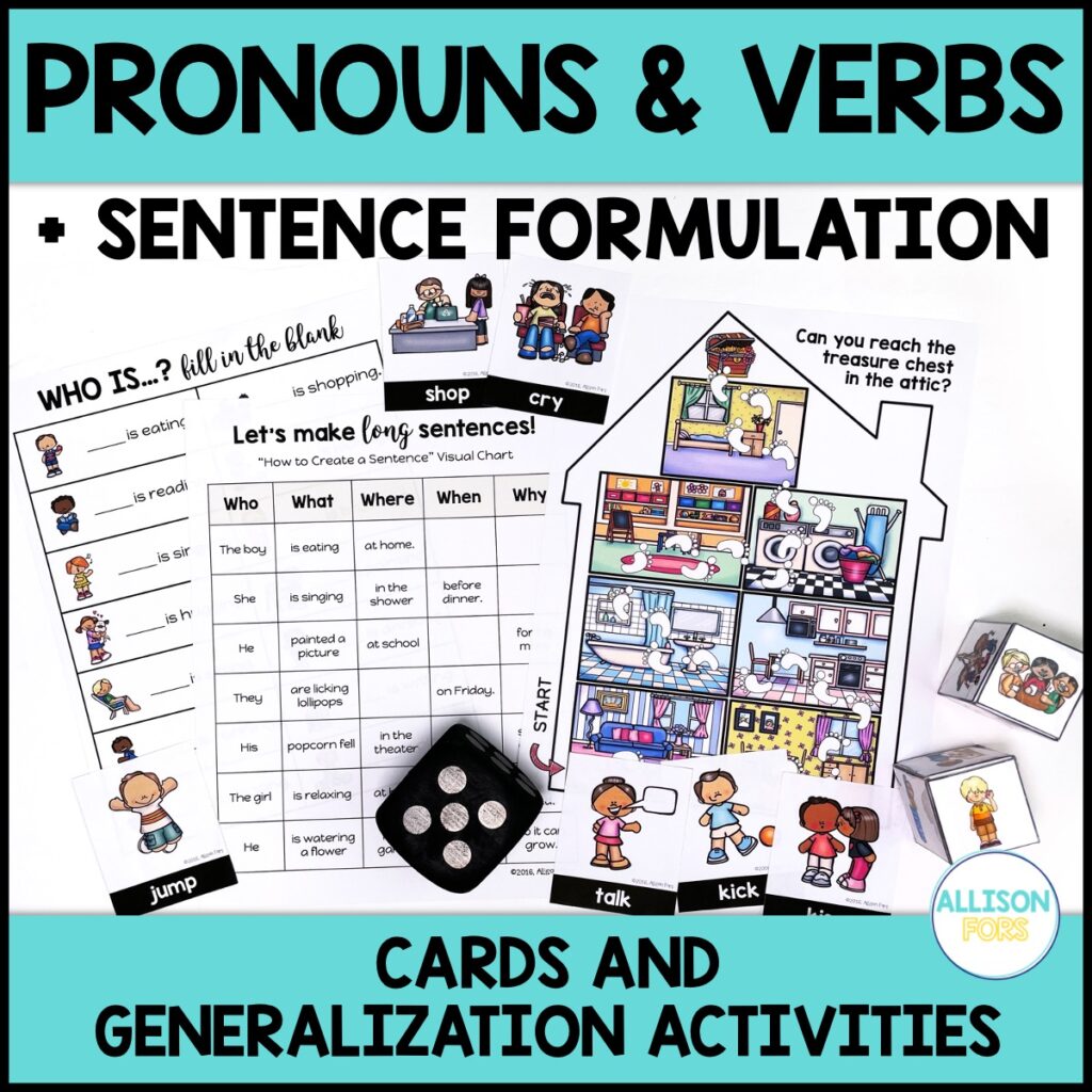 Pronouns Speech Therapy Worksheets - Verbs and Sentence Formulation ...