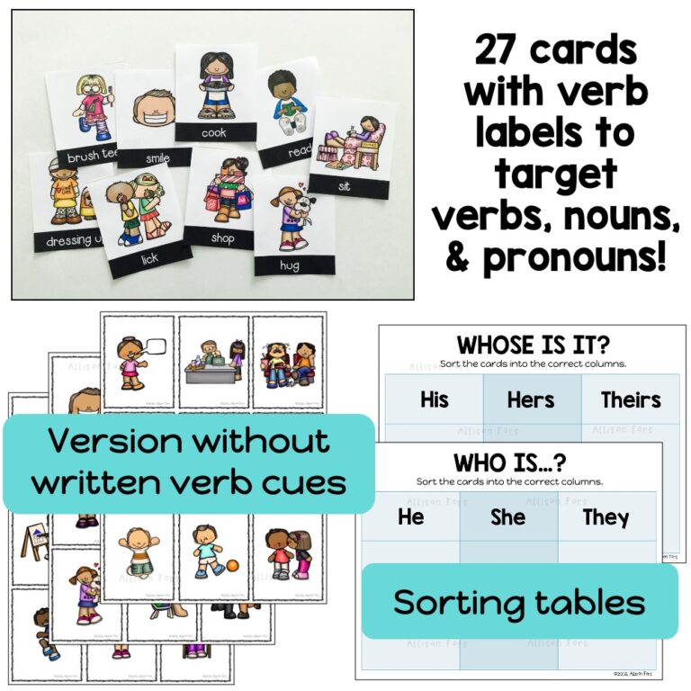 Pronouns Speech Therapy Worksheets - Verbs and Sentence Formulation ...