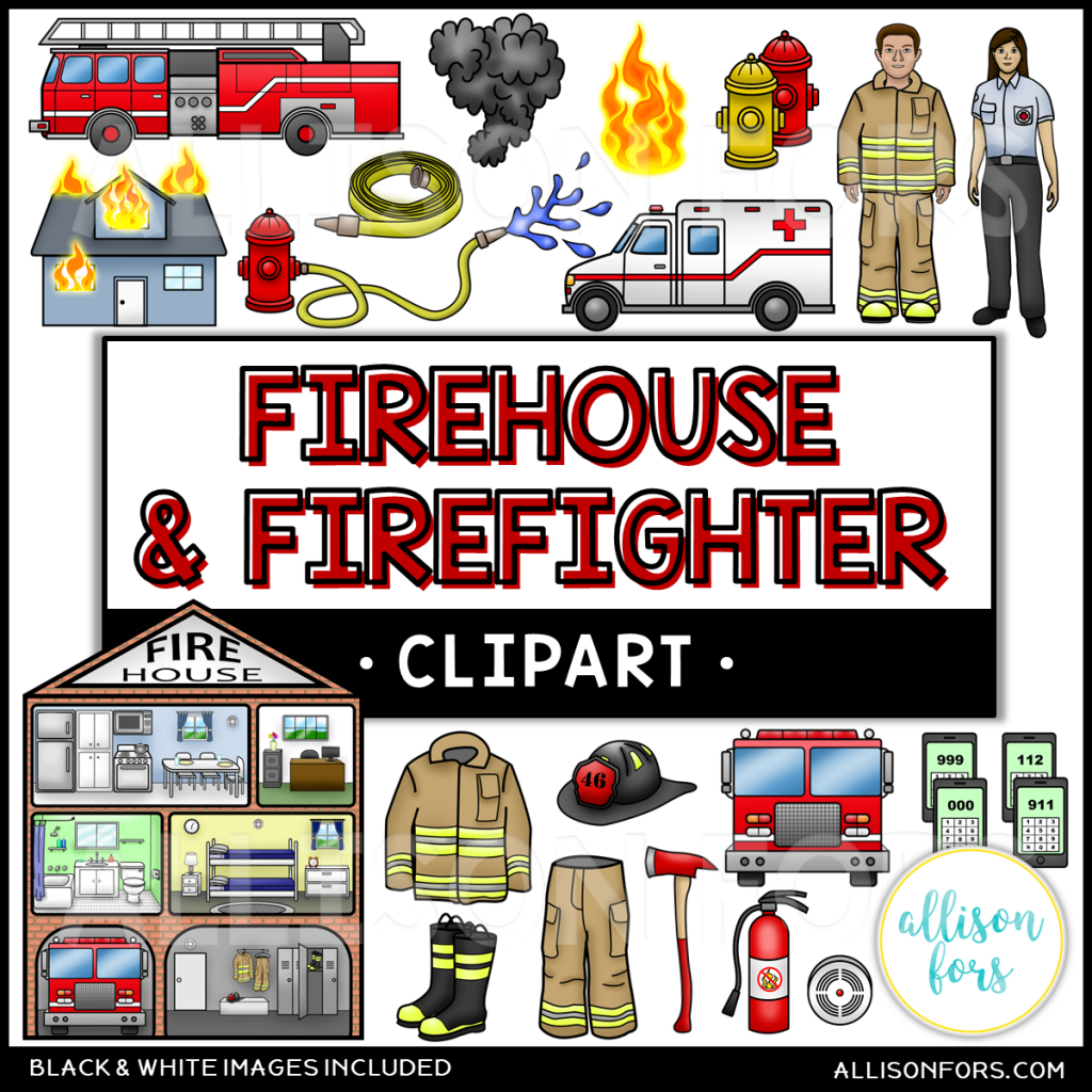 Community Helpers: Firehouse & Firefighter Clip Art | Allison Fors, Inc.