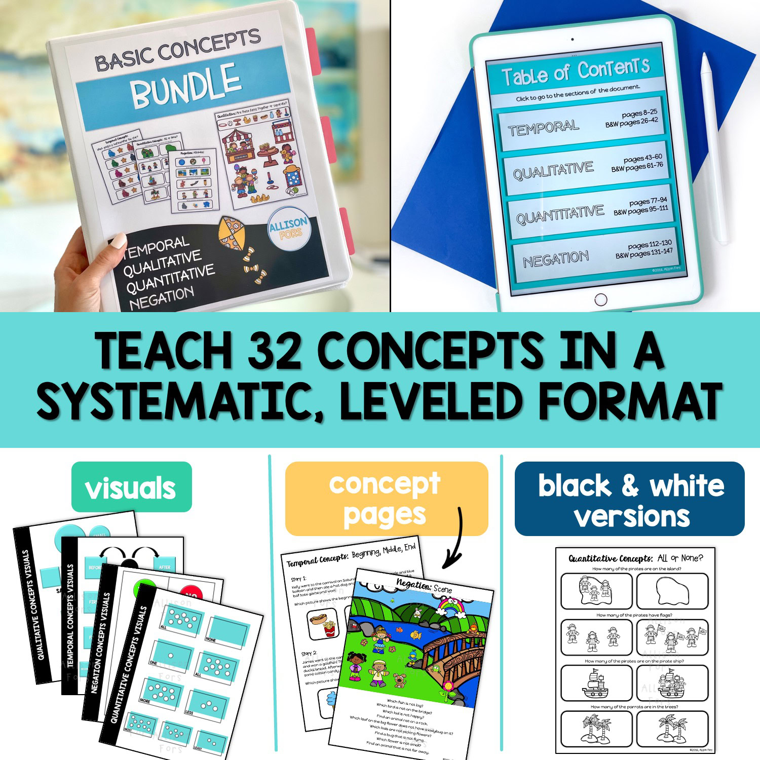 Basic Concepts Speech Therapy Bundle NO PREP | Allison Fors, Inc.