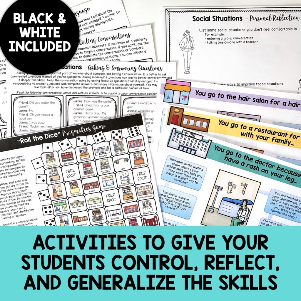Teen Social Skills Activities for Community Scenarios - Speech Therapy ...