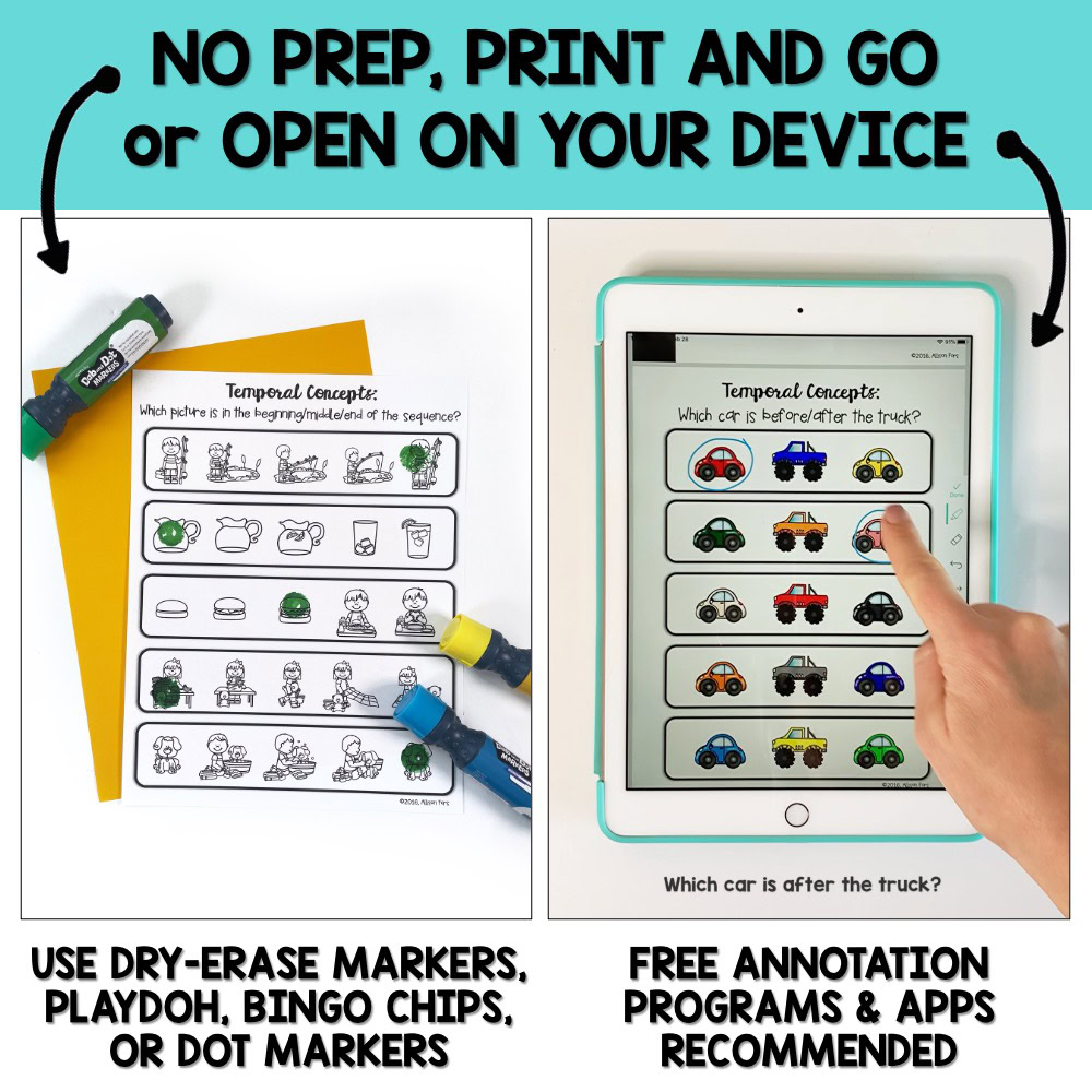 Temporal Concepts Speech Therapy NO PREP | Allison Fors, Inc.