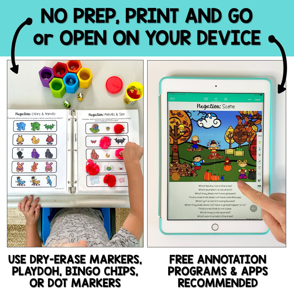 Negation Basic Concepts Speech Therapy NO PREP | Allison Fors, Inc.