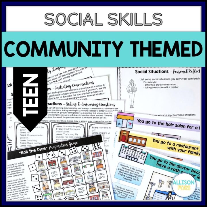 Teen Social Skills Activities for Community Scenarios - Speech Therapy ...