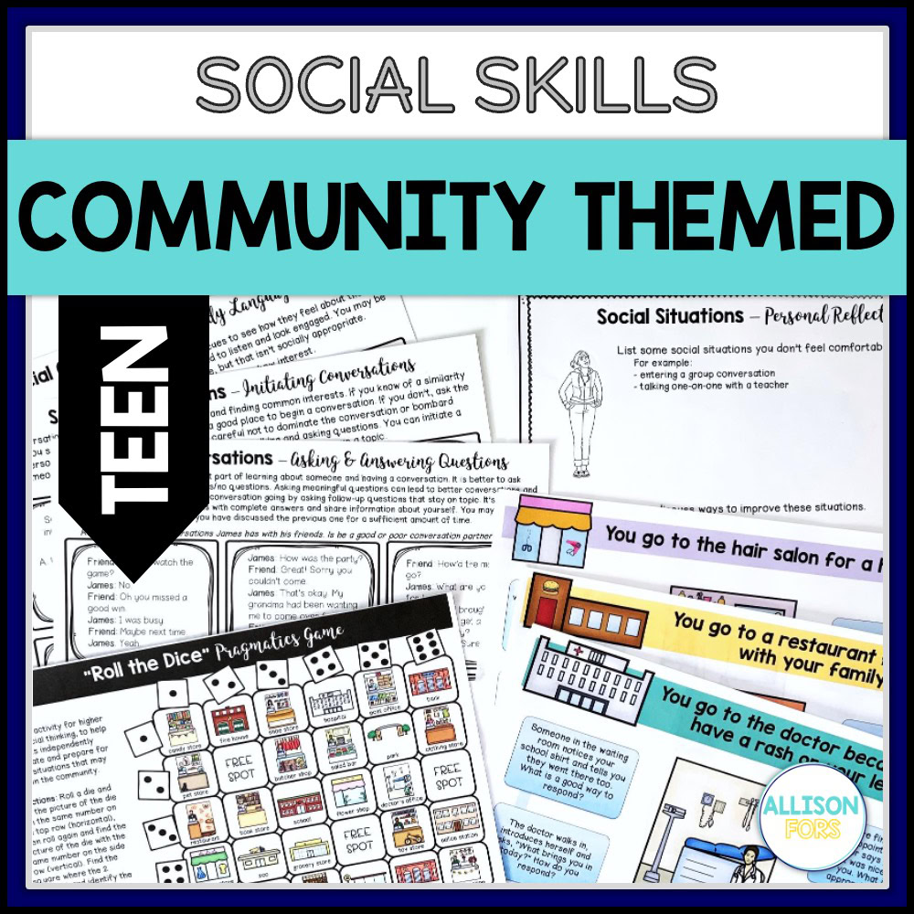 Teen Social Skills Activities for Community Scenarios - Speech Therapy ...