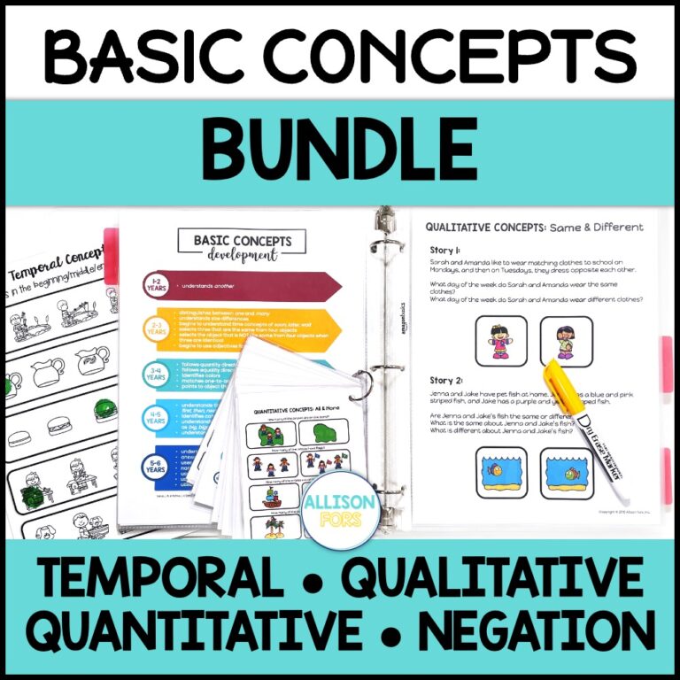 Basic Concepts Speech Therapy Bundle NO PREP | Allison Fors, Inc.