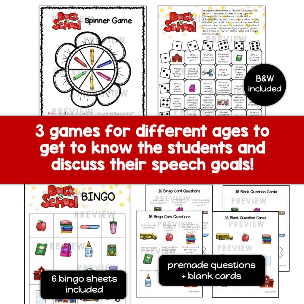 Back to School Speech Therapy Get to Know You & Your Speech Goals NO ...