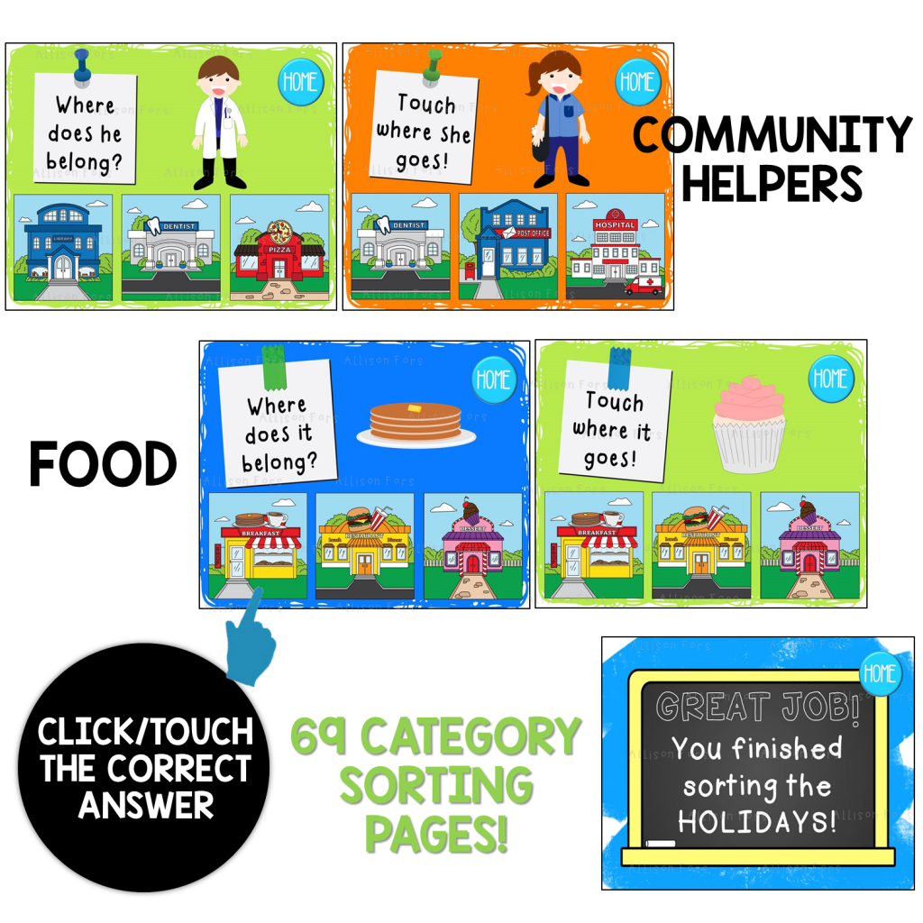 NO PRINT Category Sort - Categories Speech Therapy Activities Digital ...