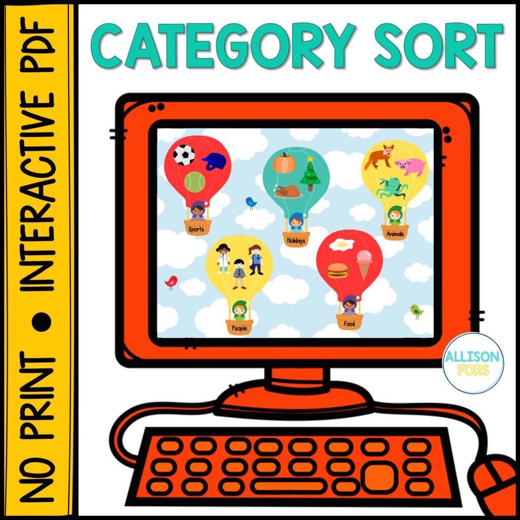 NO PRINT Category Sort - Categories Speech Therapy Activities Digital ...