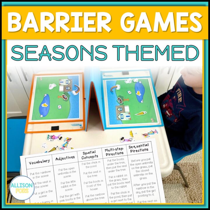 Seasons Themed Barrier Games Speech Therapy - Speaking and Listening ...