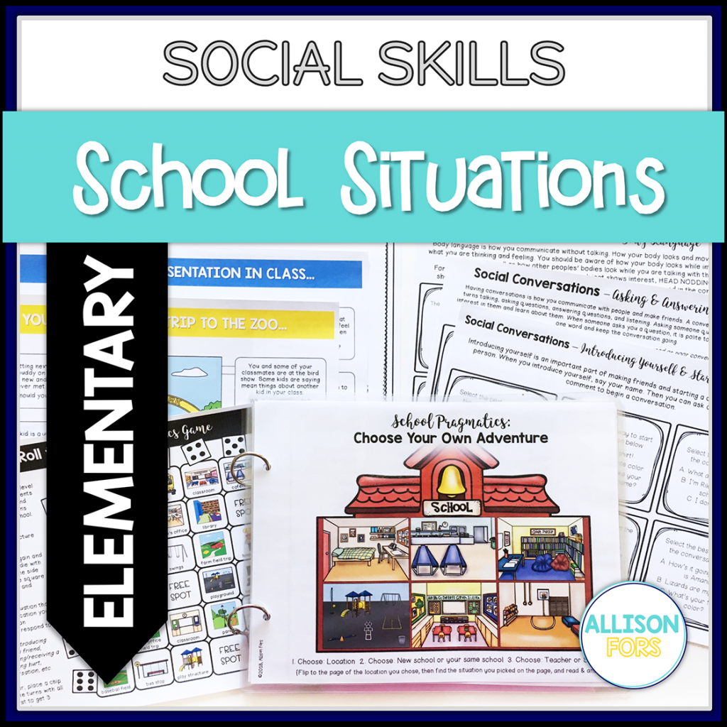 School Situations Social Skills Activities | Allison Fors, Inc.