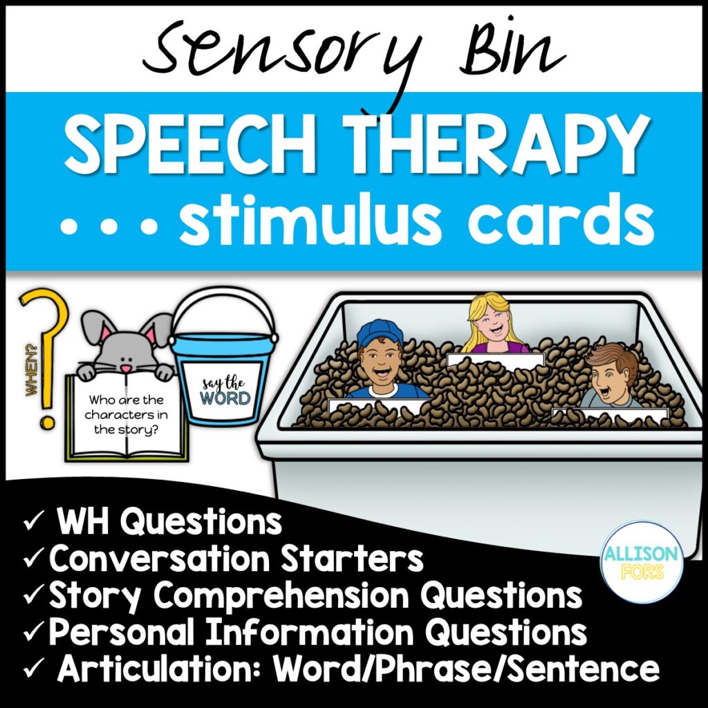 Speech Therapy Cards for Common Goals - Sensory Bin Cards | Allison ...