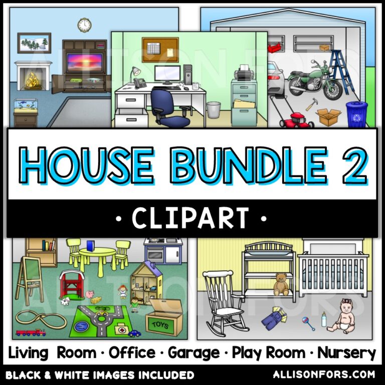House Clip Art Bundle 2 - Living Room, Office, Play Room, Garage ...