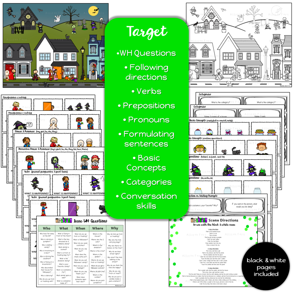 Halloween Picture Scene for Speech Therapy - Language Scene | Allison ...