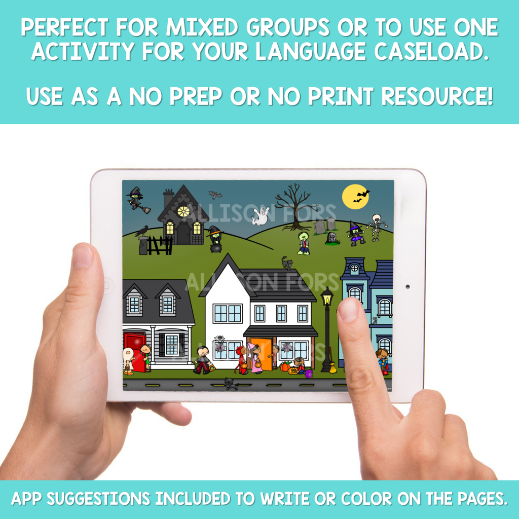 Halloween Picture Scene for Speech Therapy - Language Scene | Allison ...