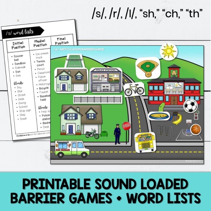 Articulation Barrier Games Speech Therapy for Later Sounds | Allison ...