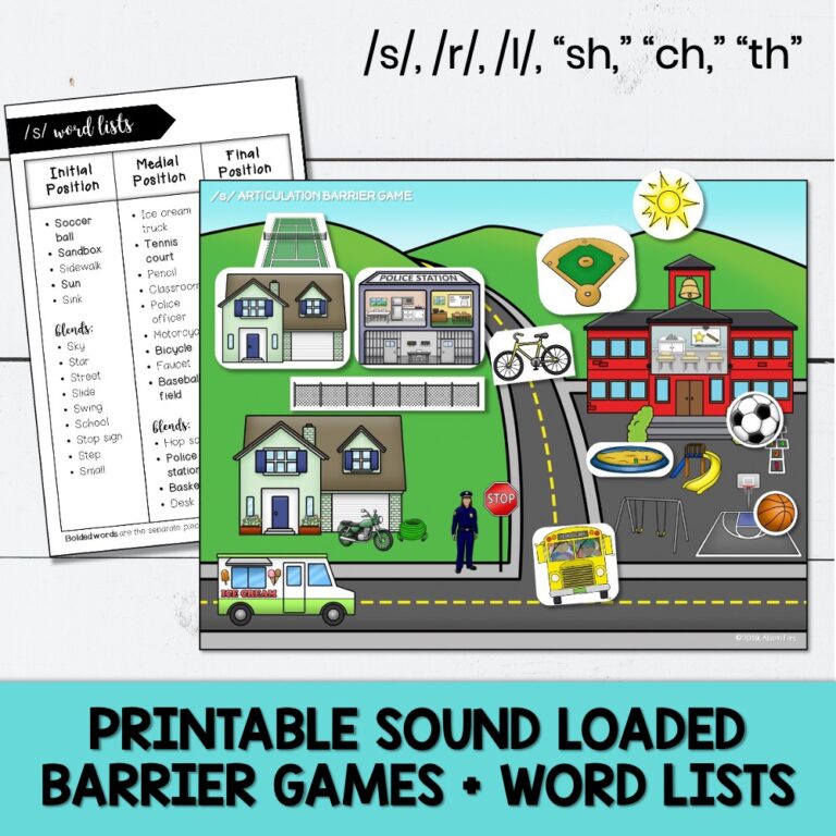 Articulation Barrier Games Speech Therapy for Later Sounds | Allison ...