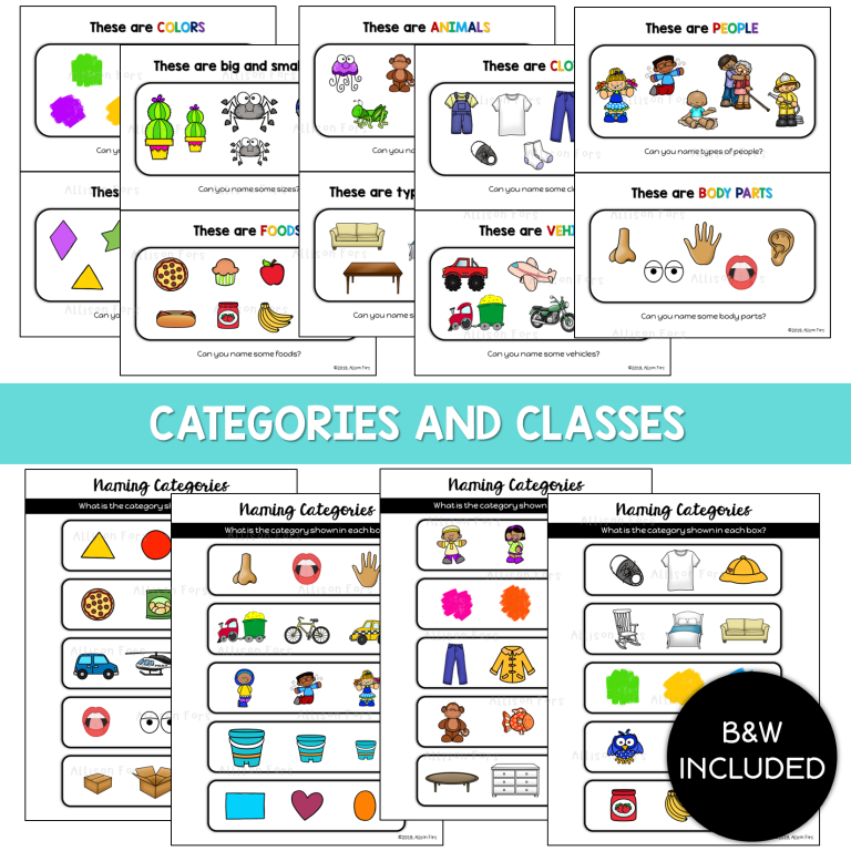 Categories Speech Therapy Activities NO PREP Basic Concepts Worksheets ...