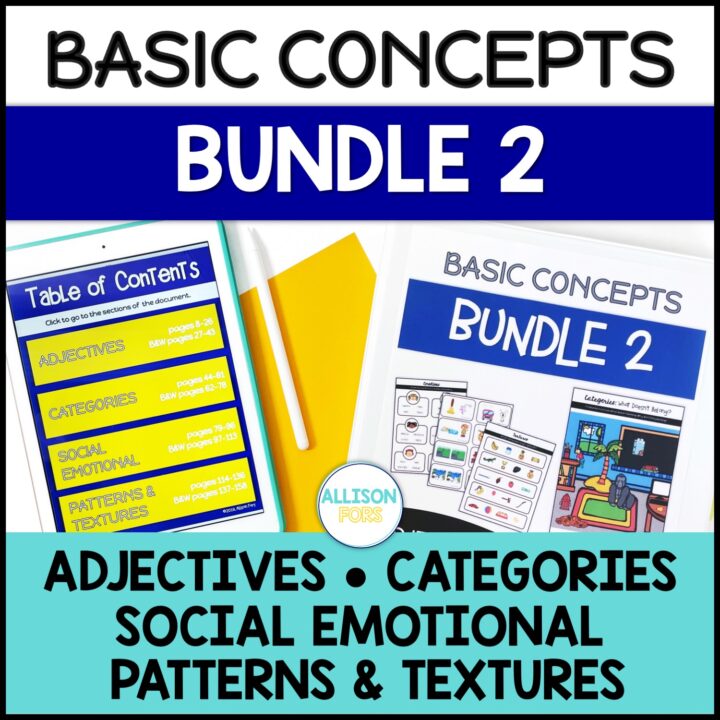 Basic Concepts Speech Therapy Bundle 2 NO PREP | Allison Fors, Inc.