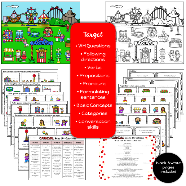 Speech Therapy Language Scene: Carnival Themed | Allison Fors, Inc.