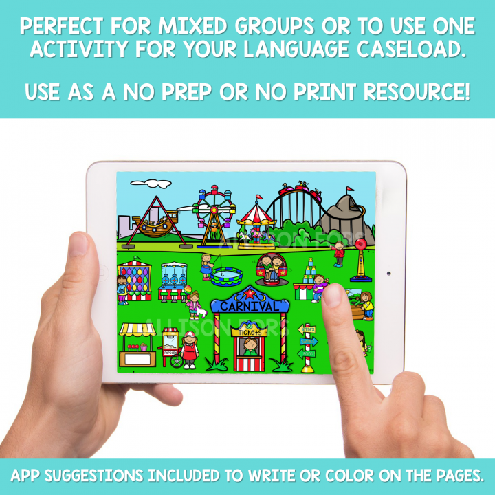 Speech Therapy Language Scene: Carnival Themed | Allison Fors, Inc.