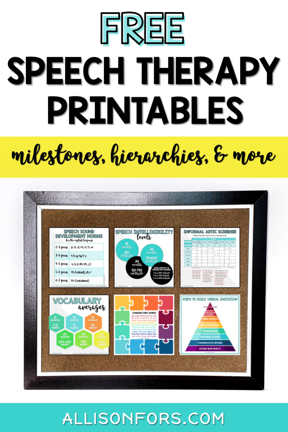 Free Speech Therapy Printables: Milestones and Hierarchies