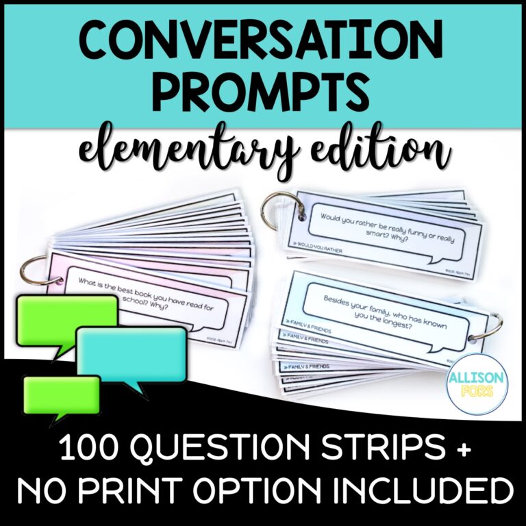 Conversation Starters Speech Therapy ELEMENTARY Printable and Digital ...