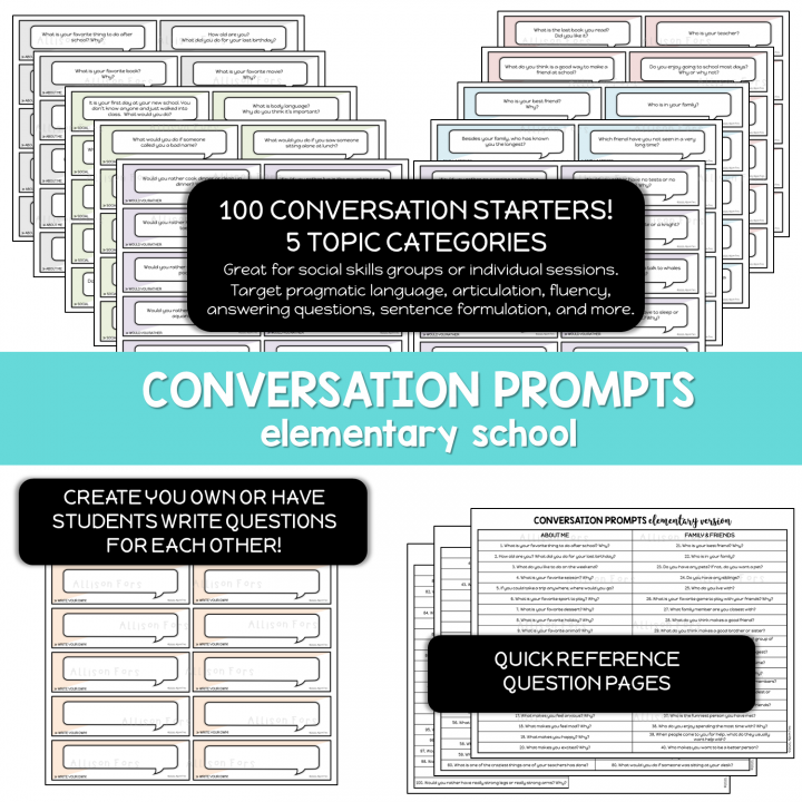 Conversation Starters Speech Therapy ELEMENTARY Printable and Digital ...