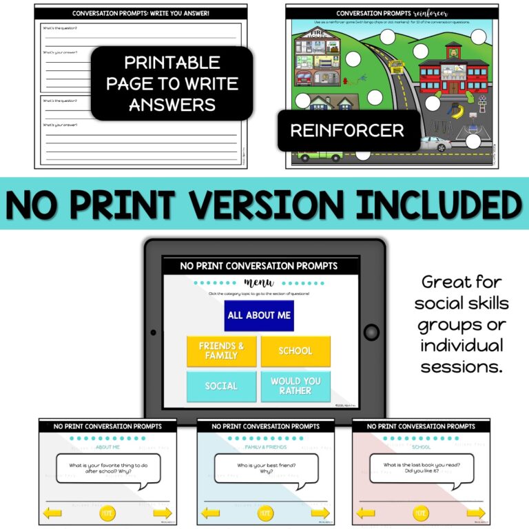 Conversation Starters Speech Therapy ELEMENTARY Printable and Digital ...