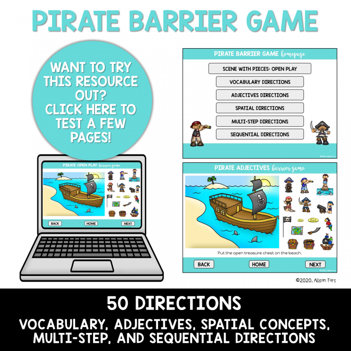 Pirate Barrier Game BOOM Cards™️ Speech Therapy - Speaking and ...