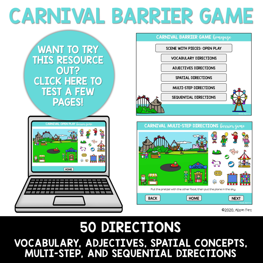 Carnival Barrier Game BOOM Cards™️ Speech Therapy - Speaking ...