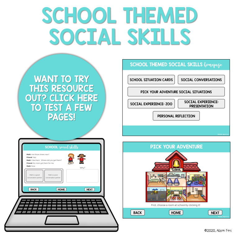 School Themed Social Skills BOOM Cards™️ Speech Therapy | Allison Fors ...