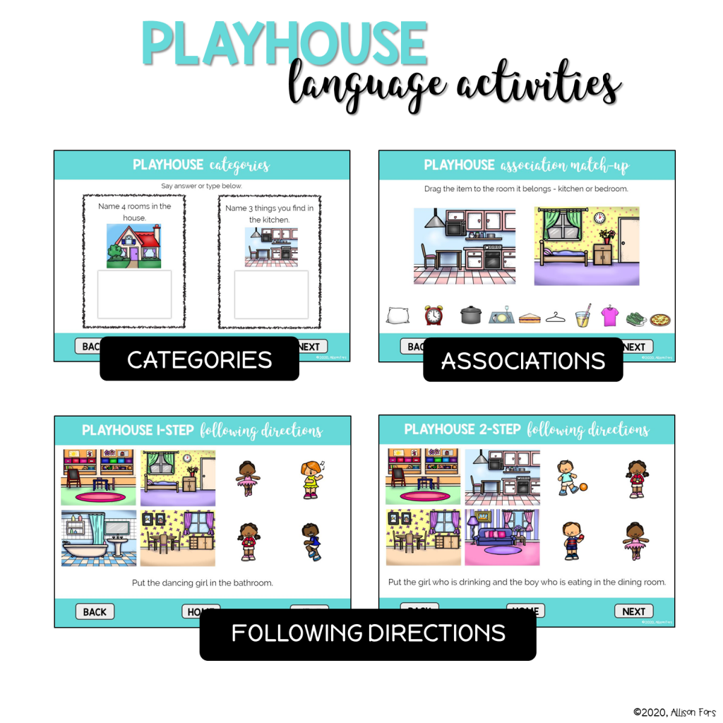 Playhouse Language Activities BOOM Cards™️ Speech Therapy | Allison ...
