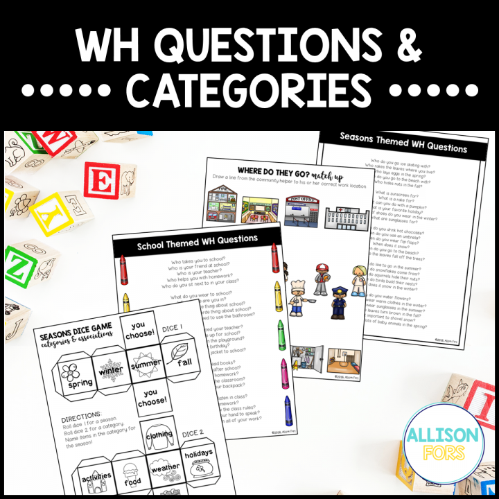 WH Questions and Categories Speech Therapy | Allison Fors