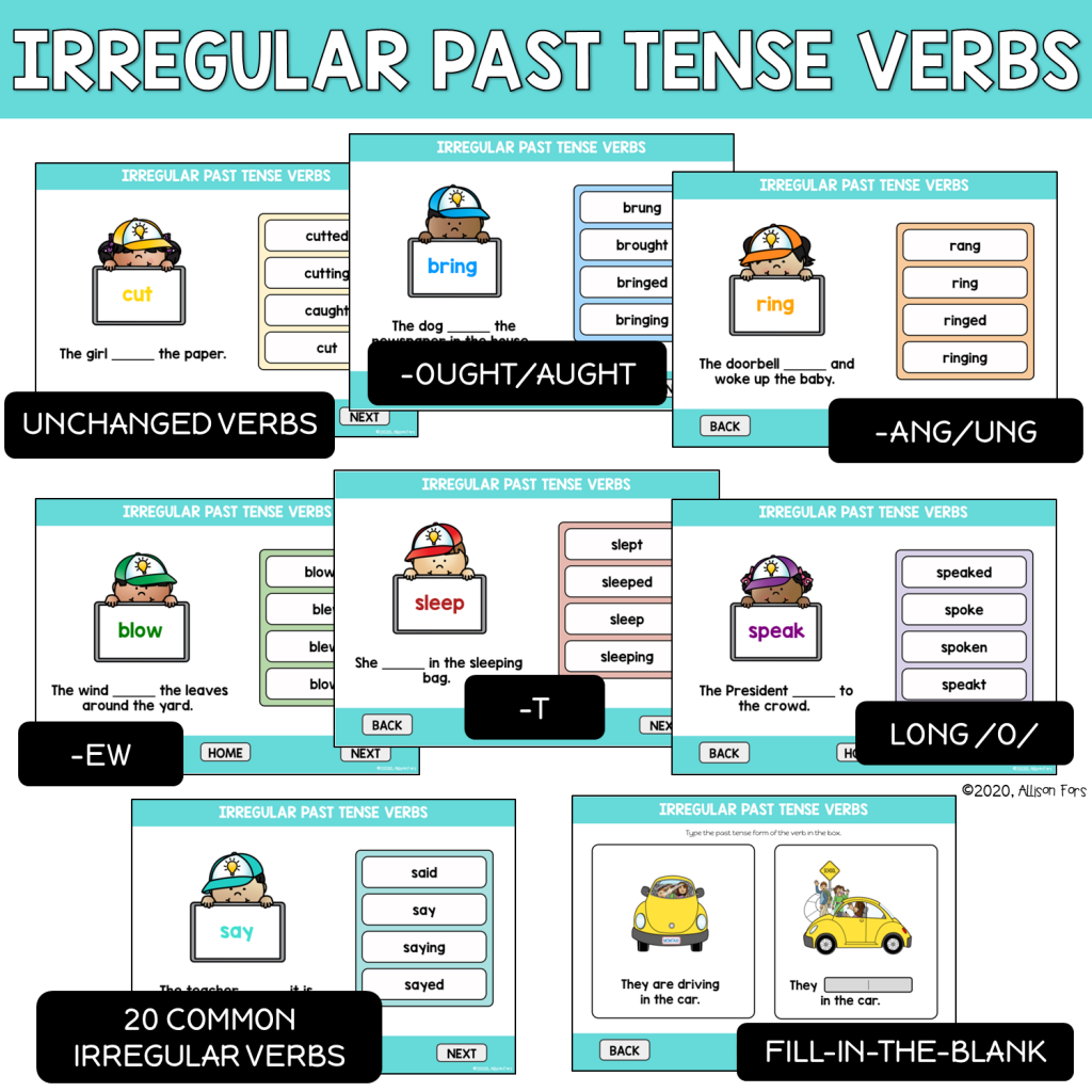 Irregular Past Tense Verbs Speech Therapy Boom Cards