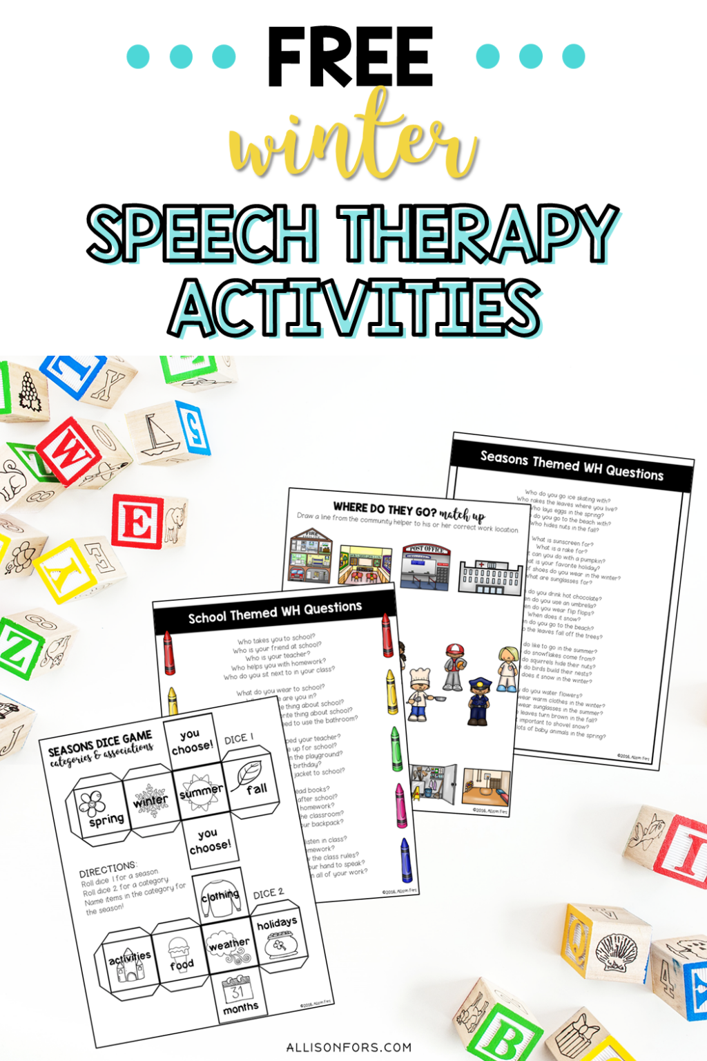 Free Winter Speech Therapy Activities & Clipart | Allison Fors, Inc.