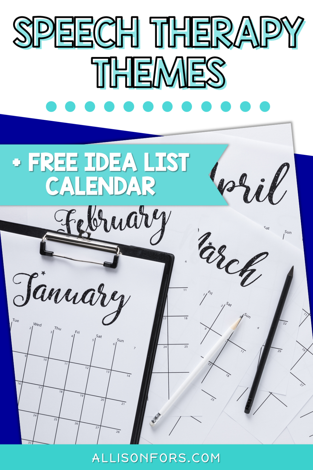 Speech Therapy Themes by Month + calendar download