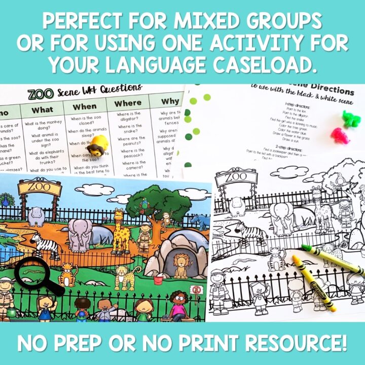Zoo Picture Scene for Speech Therapy - Language Scene | Allison Fors, Inc.