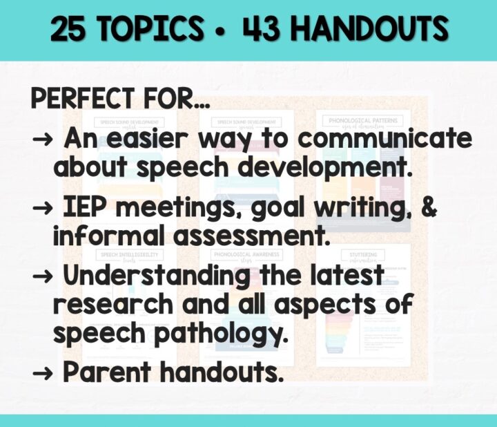 Speech-Language Therapy Development Handouts, Charts, & Developmental ...