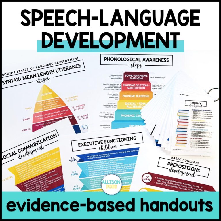 Speech-Language Development Charts, Handouts, and Developmental ...