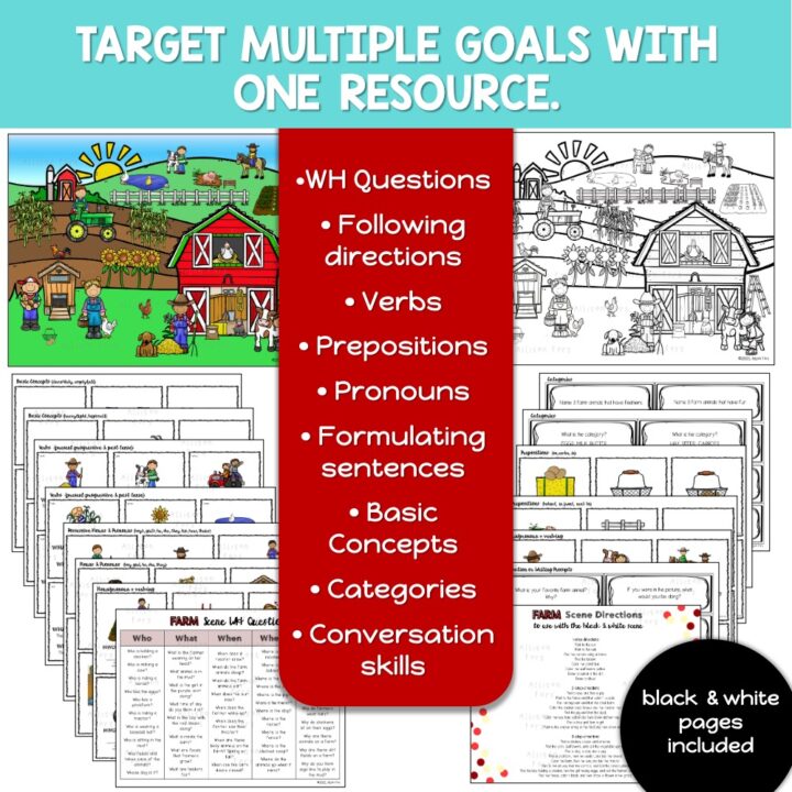 Farm Picture Scene for Speech Therapy - Language Scene | Allison Fors, Inc.