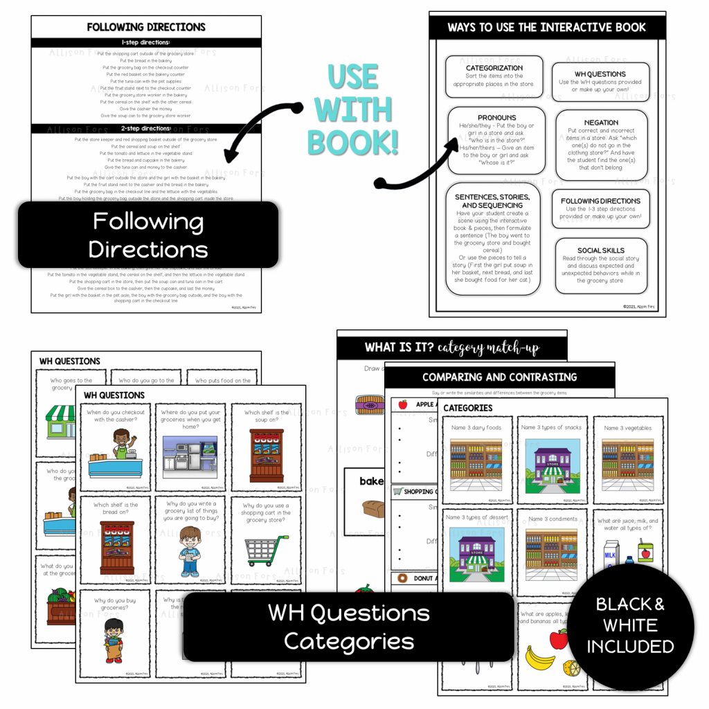 Grocery Store Interactive Book Speech Therapy | Allison Fors, Inc.