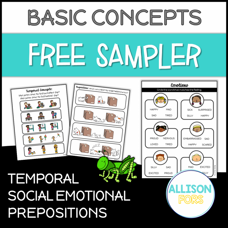 Free Basic Concepts Sampler Speech Therapy | Allison Fors