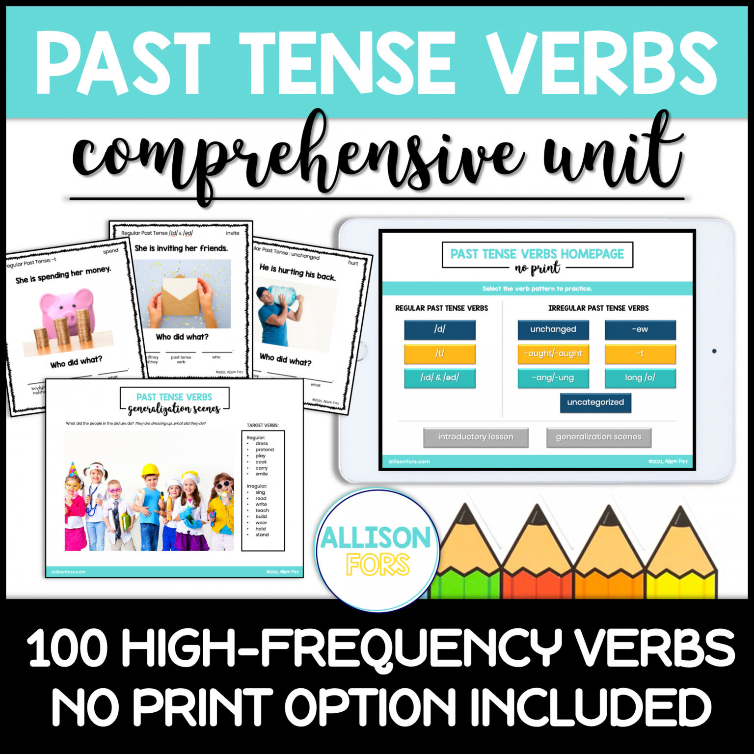 Past Tense Verbs Unit | Speech Therapy Printable and Digital
