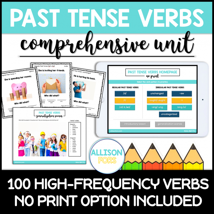 Past Tense Verbs Unit | Speech Therapy Printable and Digital