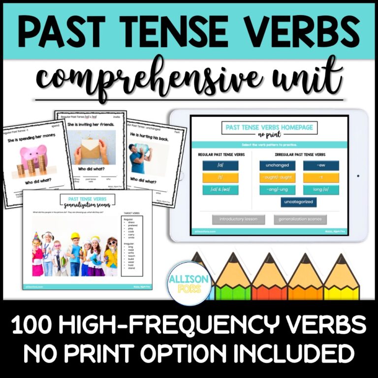 Past Tense Verbs Unit | Speech Therapy Printable and Digital